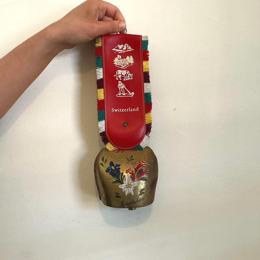 BELL VINTAGE SWISS Large Cow/goat Bell.vtg Interlaken Swiss Large Metal ...