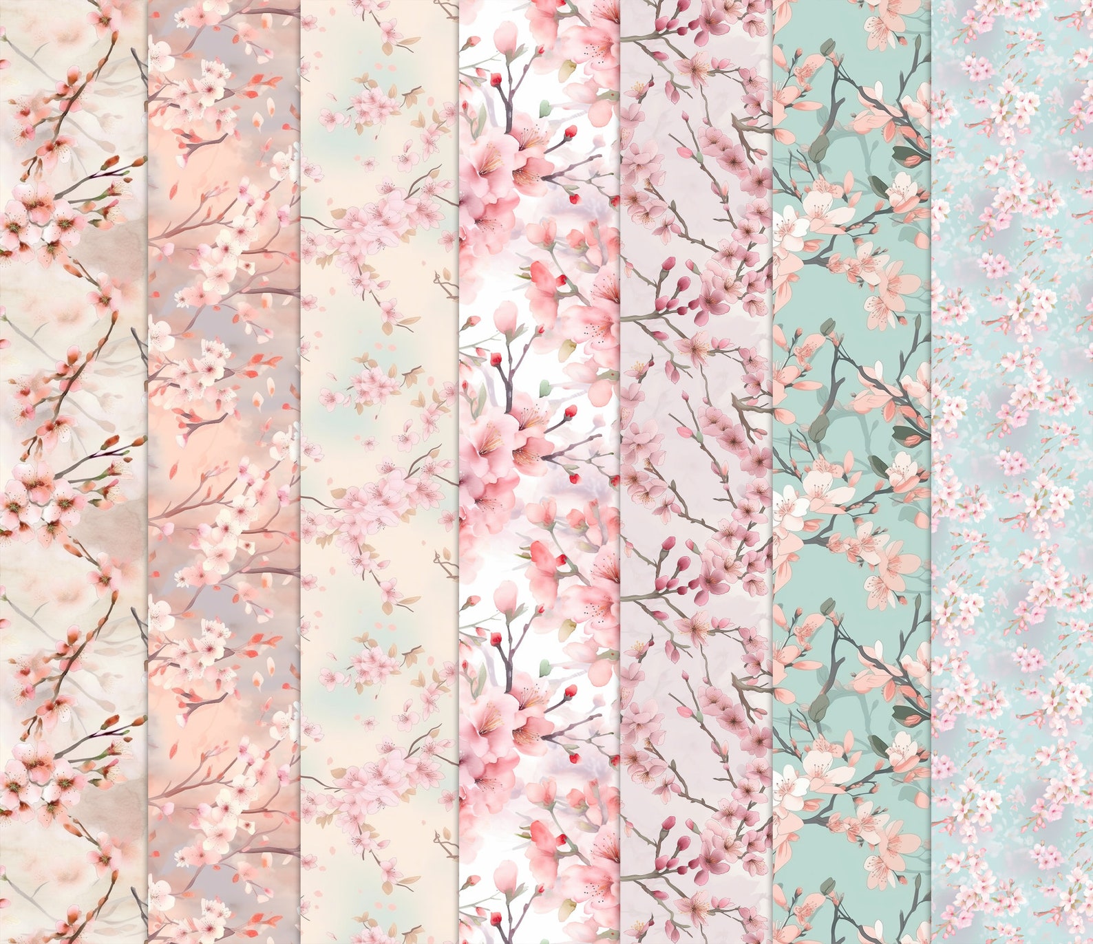 Digital Cherry Blossom Patterns Sakura Patterns Seamless - Etsy