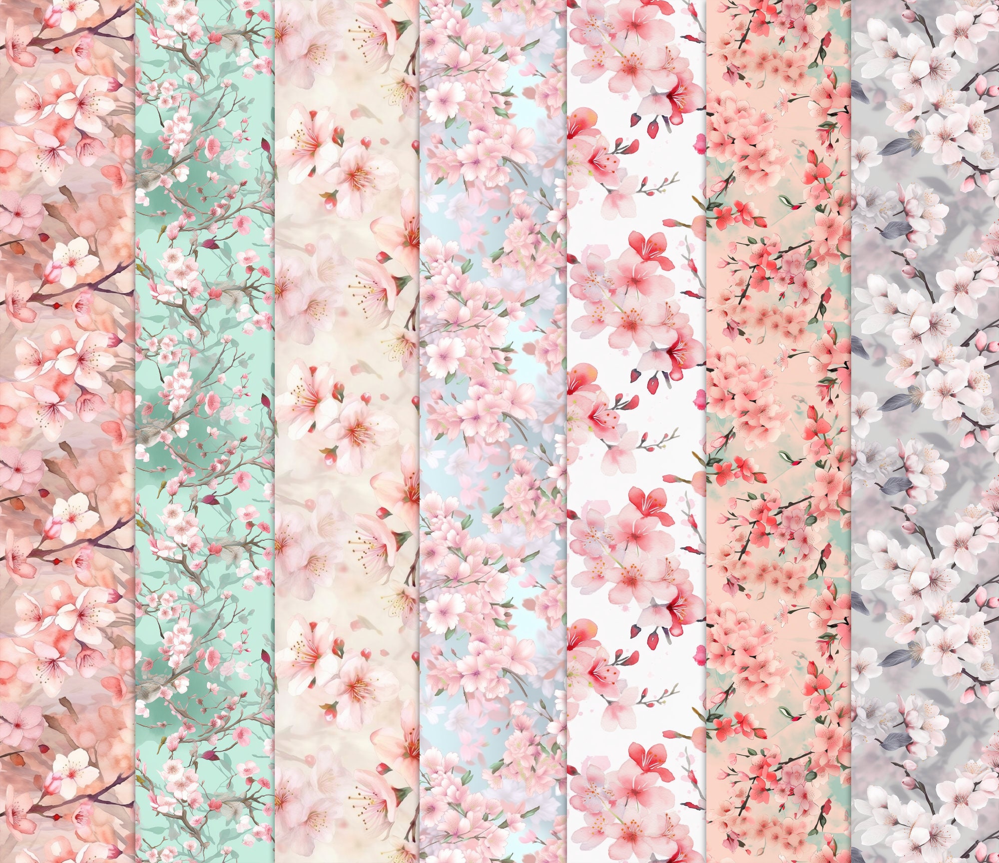 Digital Cherry Blossom Patterns Sakura Patterns Seamless Cherry Blossom ...