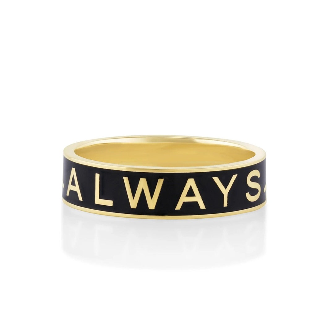 925 Sterling Silver ALWAYS Enamel Band Ring - His & Hers Wedding ...