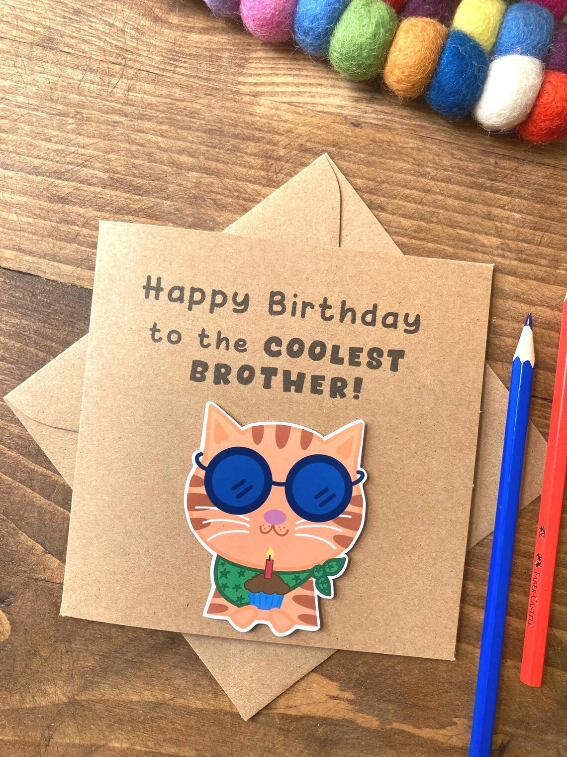 Funny Birthday Card for Brother-cute Cat Card for the Coolest Brother ...