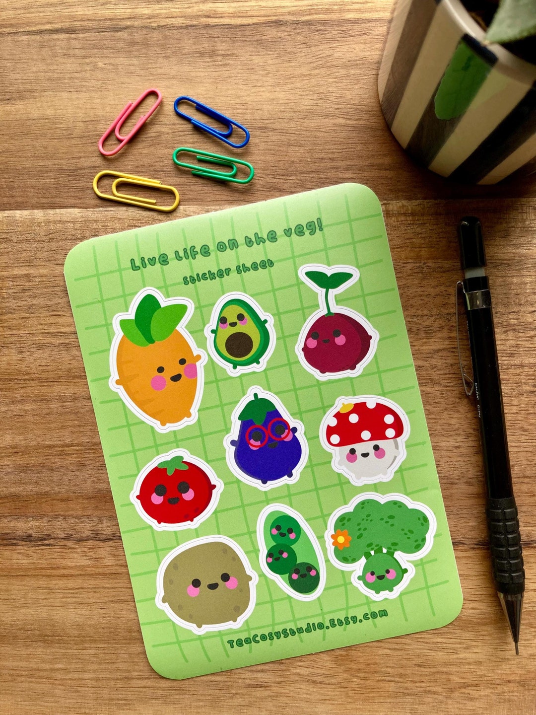 Cute Kawaii Food/vegetables Sticker Sheet-a6 Matt Vinyl Stickers ...