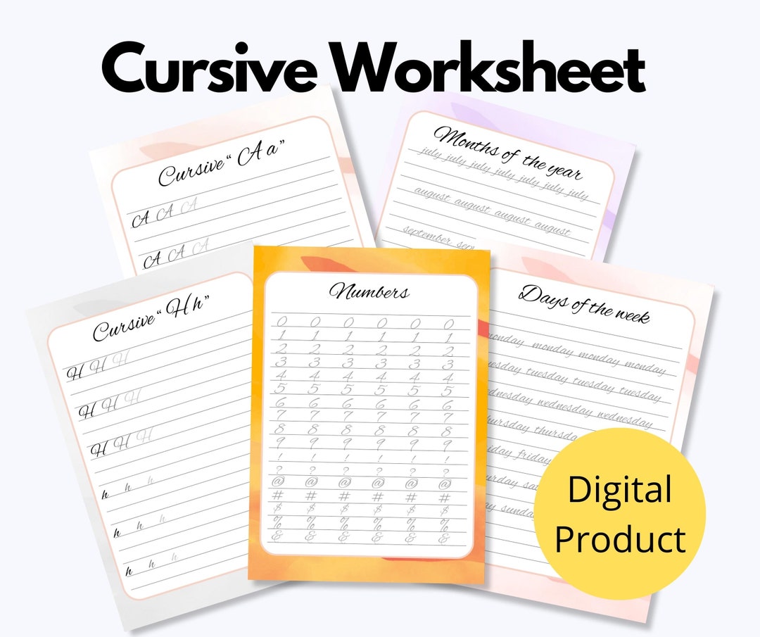 Cursive Handwriting Worksheets - Etsy