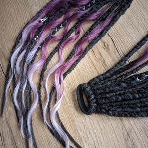 Goth Black Dreads With Blueberry Curls on Hair Tie Crochet Dreadlocks ...
