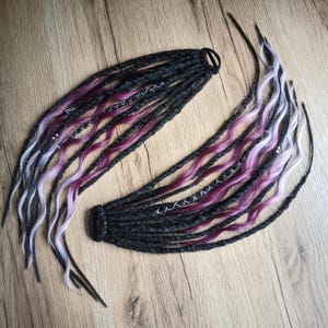 Goth Black Dreads With Blueberry Curls on Hair Tie Crochet Dreadlocks ...