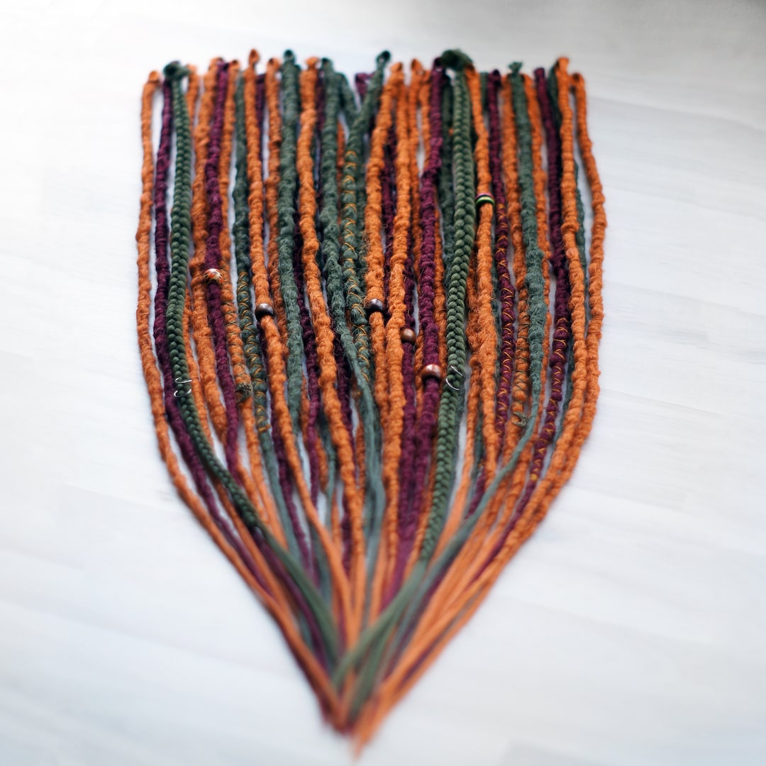 Autumn Dreads Full Head Set Orange Green Marsala Synthetic Dreadlock ...