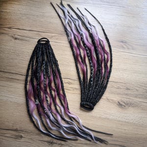 Goth Black Dreads With Blueberry Curls on Hair Tie Crochet Dreadlocks ...