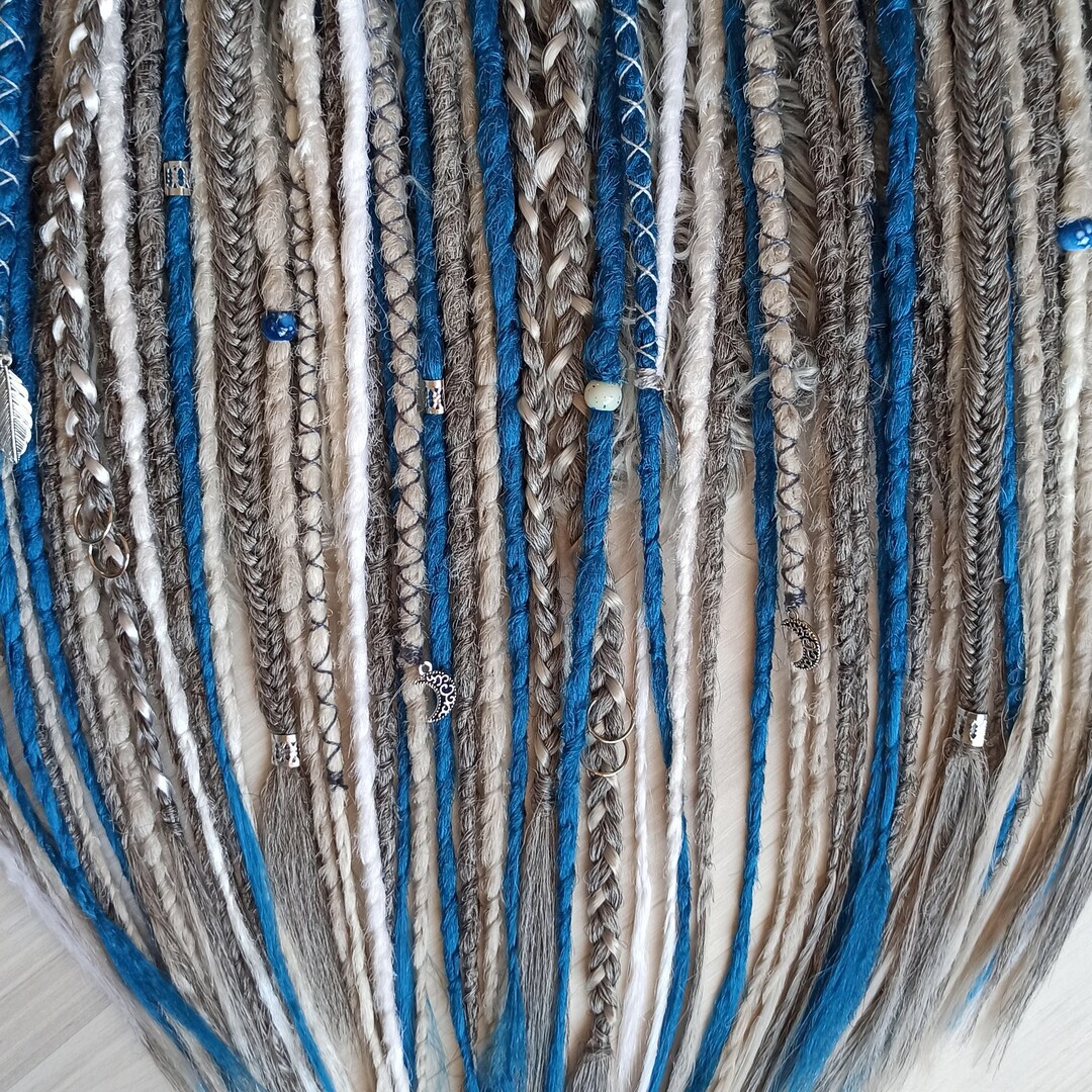 Winter Set, Dreadlock Extensions White Grey Blue Dreadlock Extensions ...