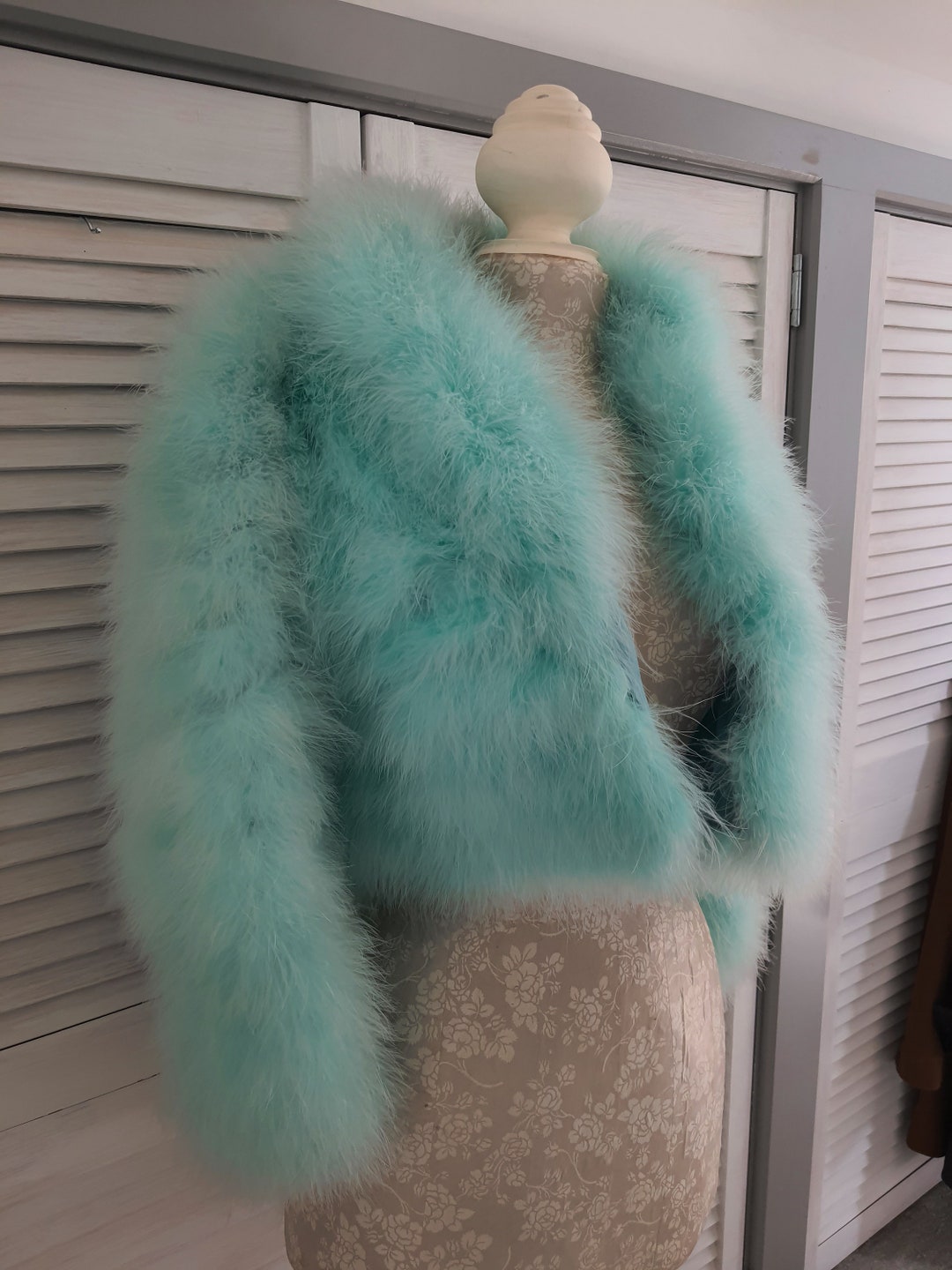 Turquoise Marabou Jacket - Etsy