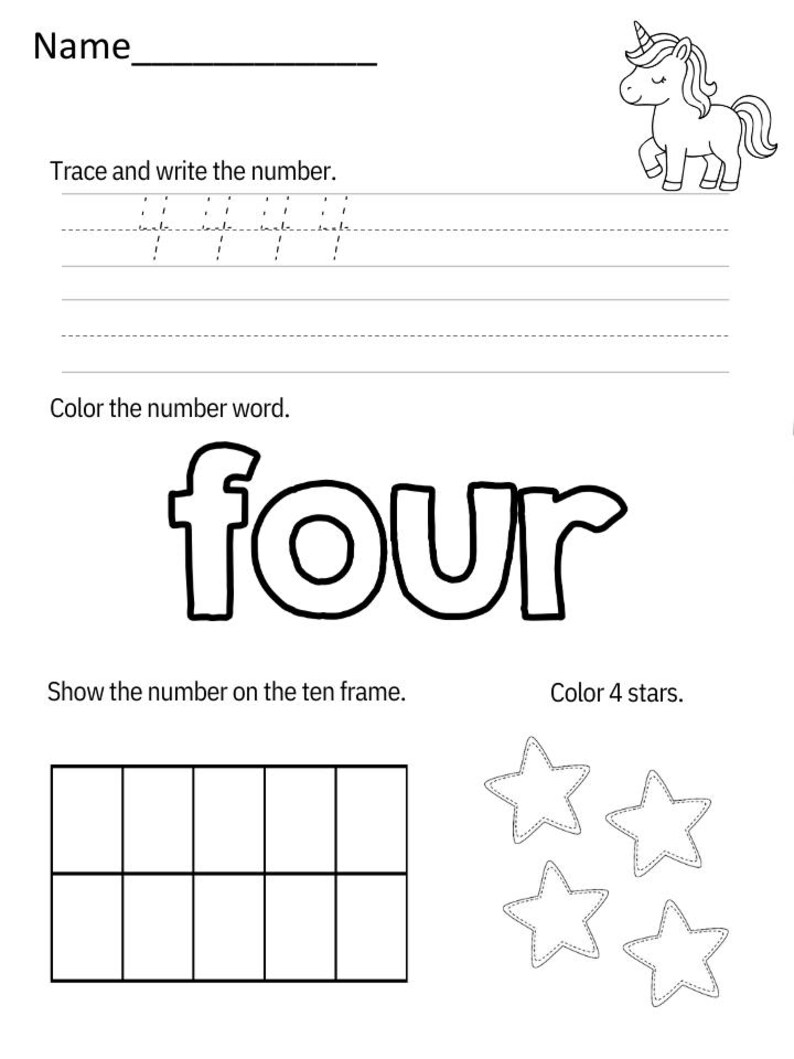 Unicorn Numbers 1 to 20 Tracing, Visualize Numbers, Color and Count ...