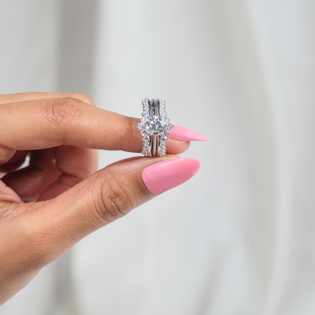 Sterling Silver Cubic Zirconia Enhancer Ring Guard, Stackable Wedding ...