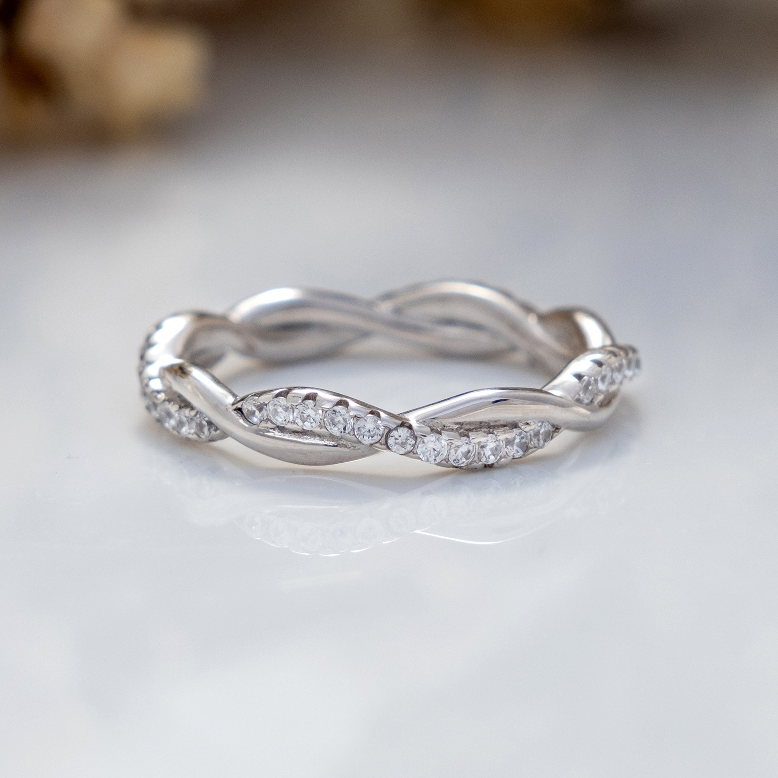 Twisted Rope Engagement Rings for Women, Promise Ring for Her, Full ...