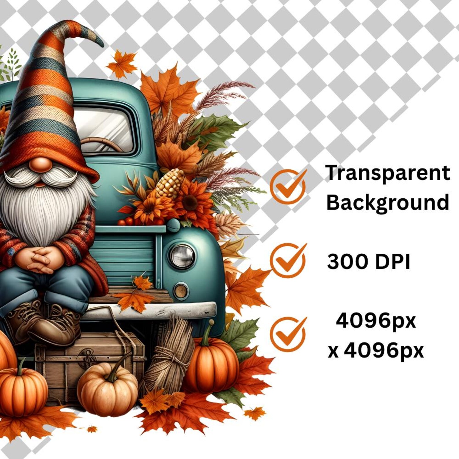 Autumn Gnome Clipart PNG, Set of 14, Fall Gnomes With Pumpkins & Leaves ...