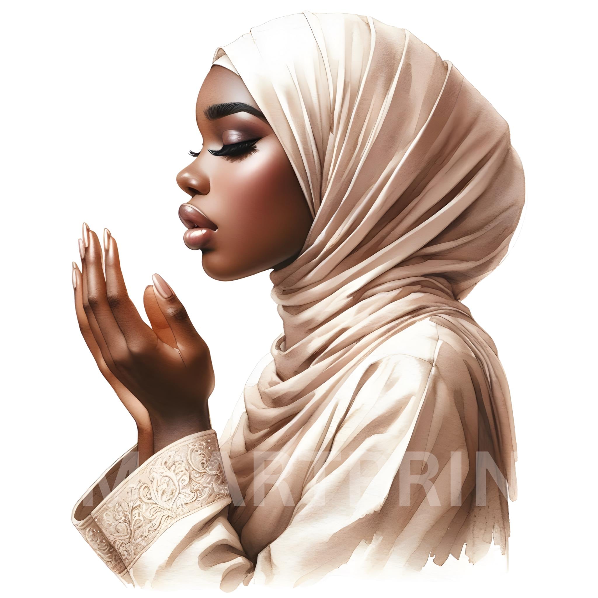 Muslim Black Girl Praying PNG Clipart, Islamic Prayer Art, Hijab Girl ...