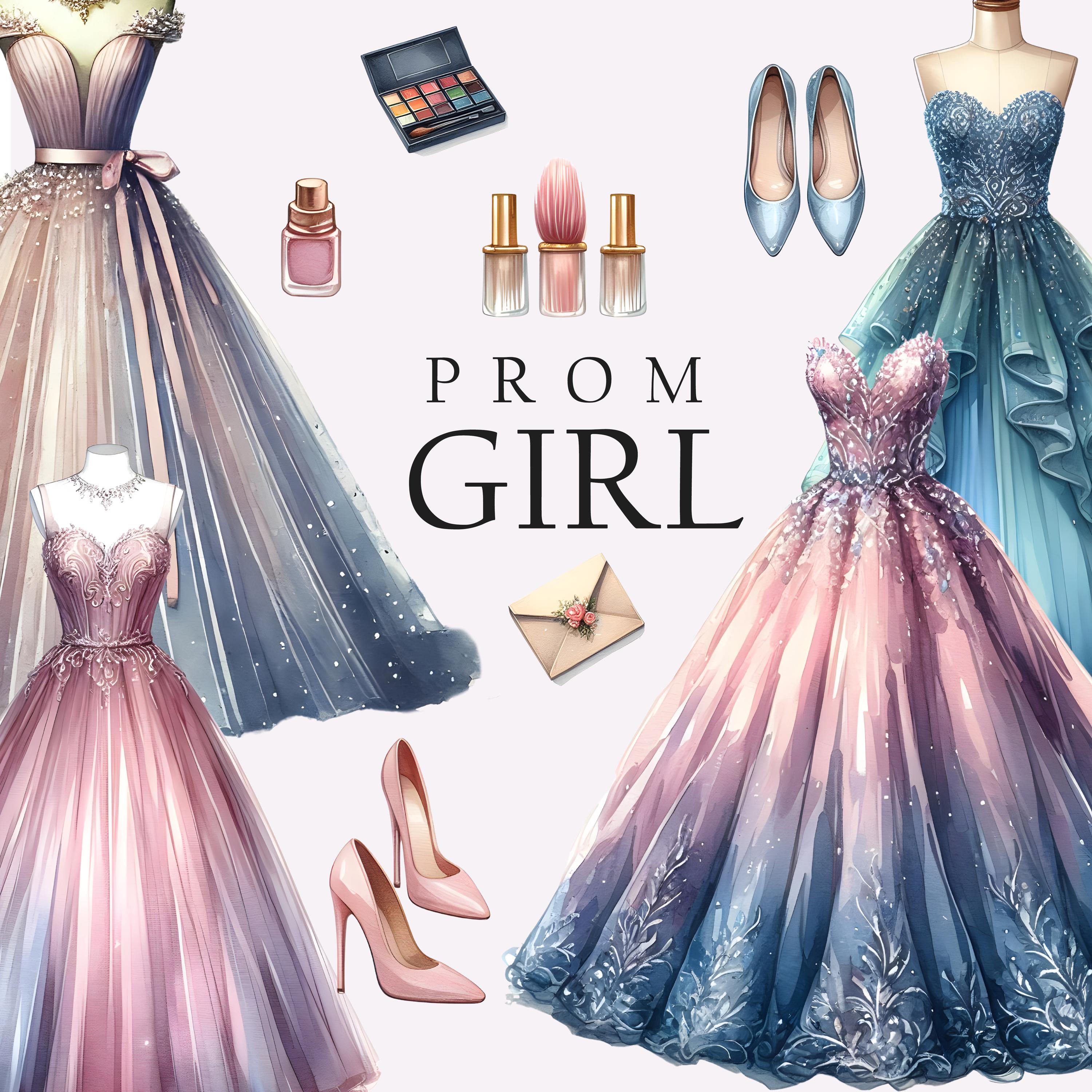 Prom Girl Dress Clipart, Watercolor Party Dress, Valentines Dresses Png ...