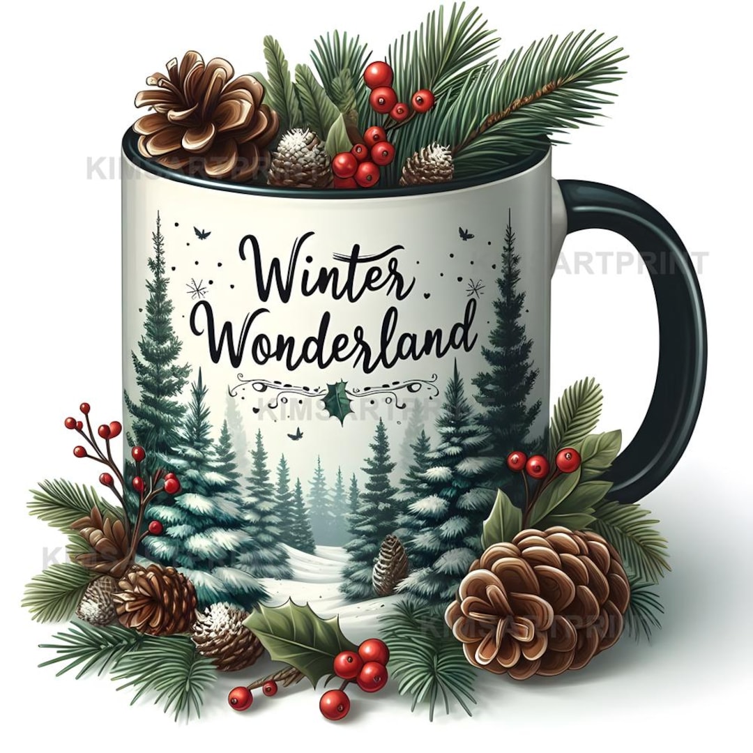 Christmas Mug Clipart, Set of 10 PNG, Festive Holiday Hot Cocoa Cup ...