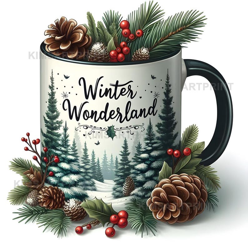 Christmas Mug Clipart, Set of 10 PNG, Festive Holiday Hot Cocoa Cup ...