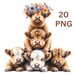 20 Watercolor Spring Family Animal Clipart PNG, Floral Cute Animals ...