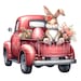 18 Easter Bunny Truck Clipart PNG, Watercolor Floral Rabbit Truck ...