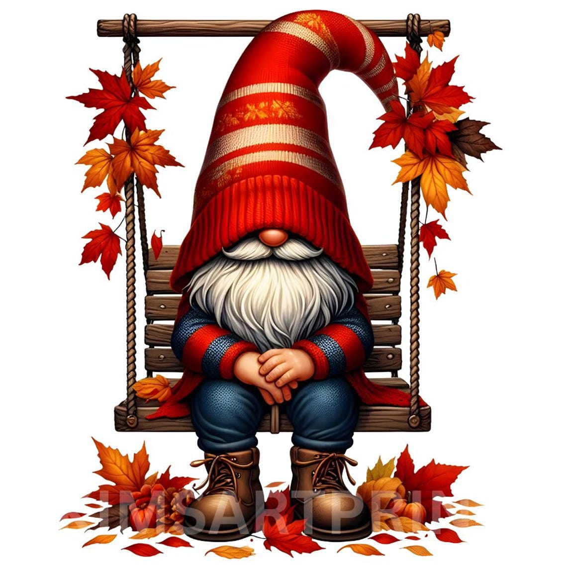 Autumn Gnome Clipart PNG, Set of 14, Fall Gnomes With Pumpkins & Leaves ...