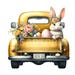 18 Easter Bunny Truck Clipart PNG, Watercolor Floral Rabbit Truck ...