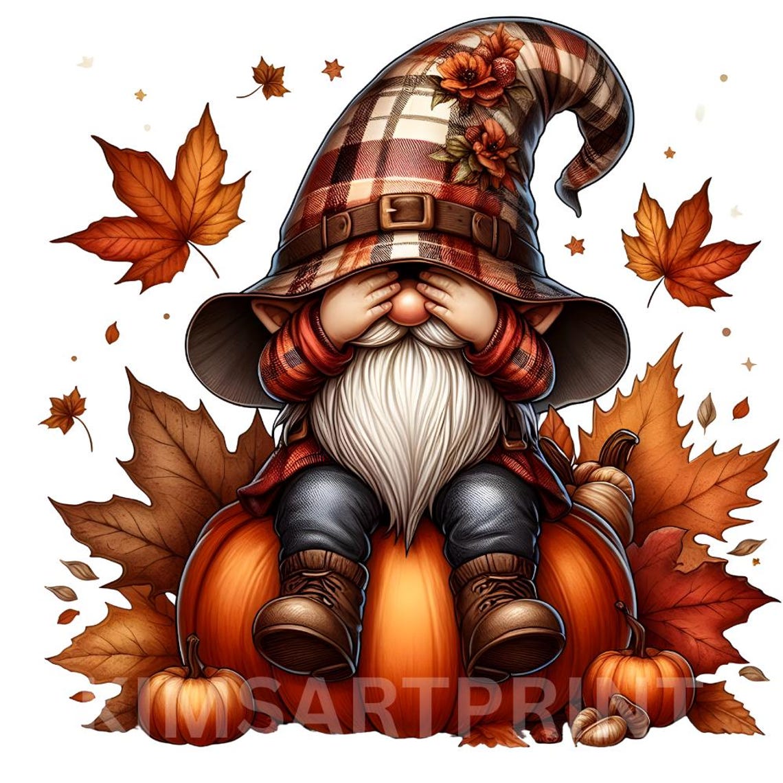 Autumn Gnome Clipart PNG, Set of 14, Fall Gnomes With Pumpkins & Leaves ...