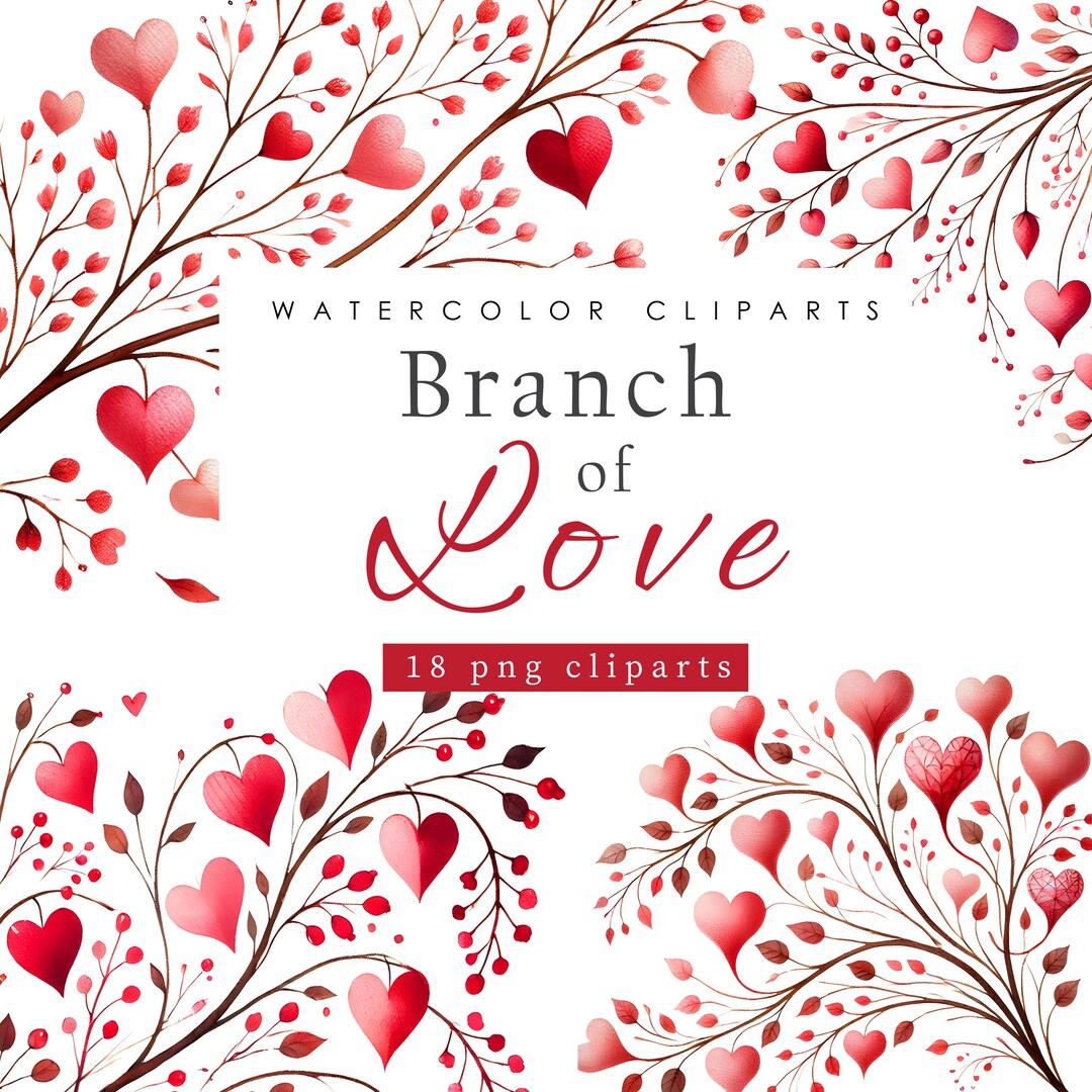 Watercolor Valentine Clipart, Love Border Png, Hanging Hearts ...