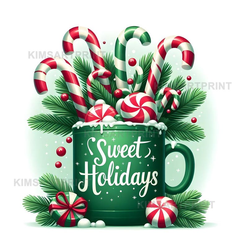 Christmas Mug Clipart, Set of 10 PNG, Festive Holiday Hot Cocoa Cup ...