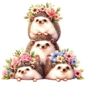 20 Watercolor Spring Family Animal Clipart PNG, Floral Cute Animals ...
