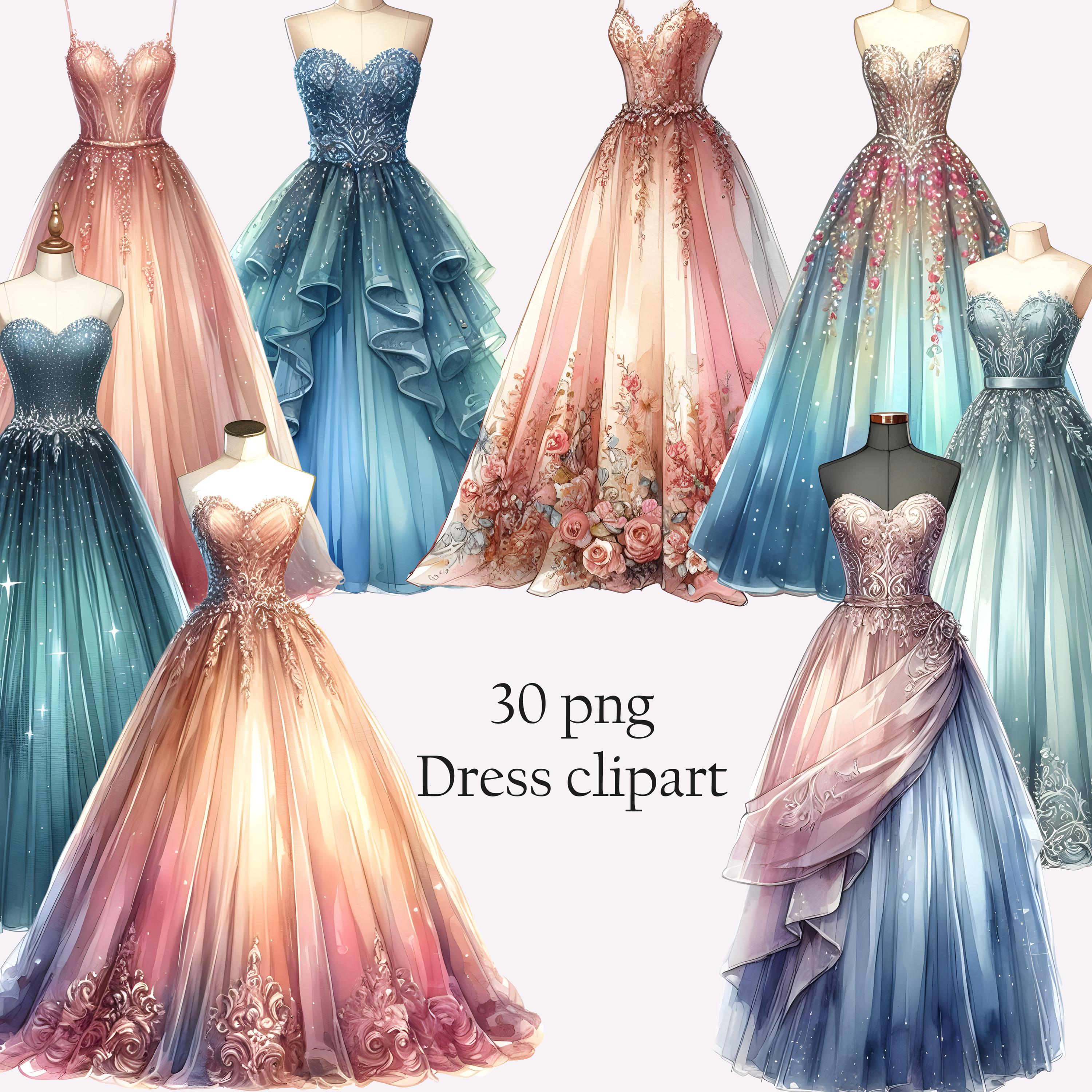 Prom Girl Dress Clipart, Watercolor Party Dress, Valentines Dresses Png ...