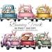 18 Easter Bunny Truck Clipart PNG, Watercolor Floral Rabbit Truck ...