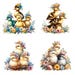 20 Watercolor Spring Family Animal Clipart PNG, Floral Cute Animals ...