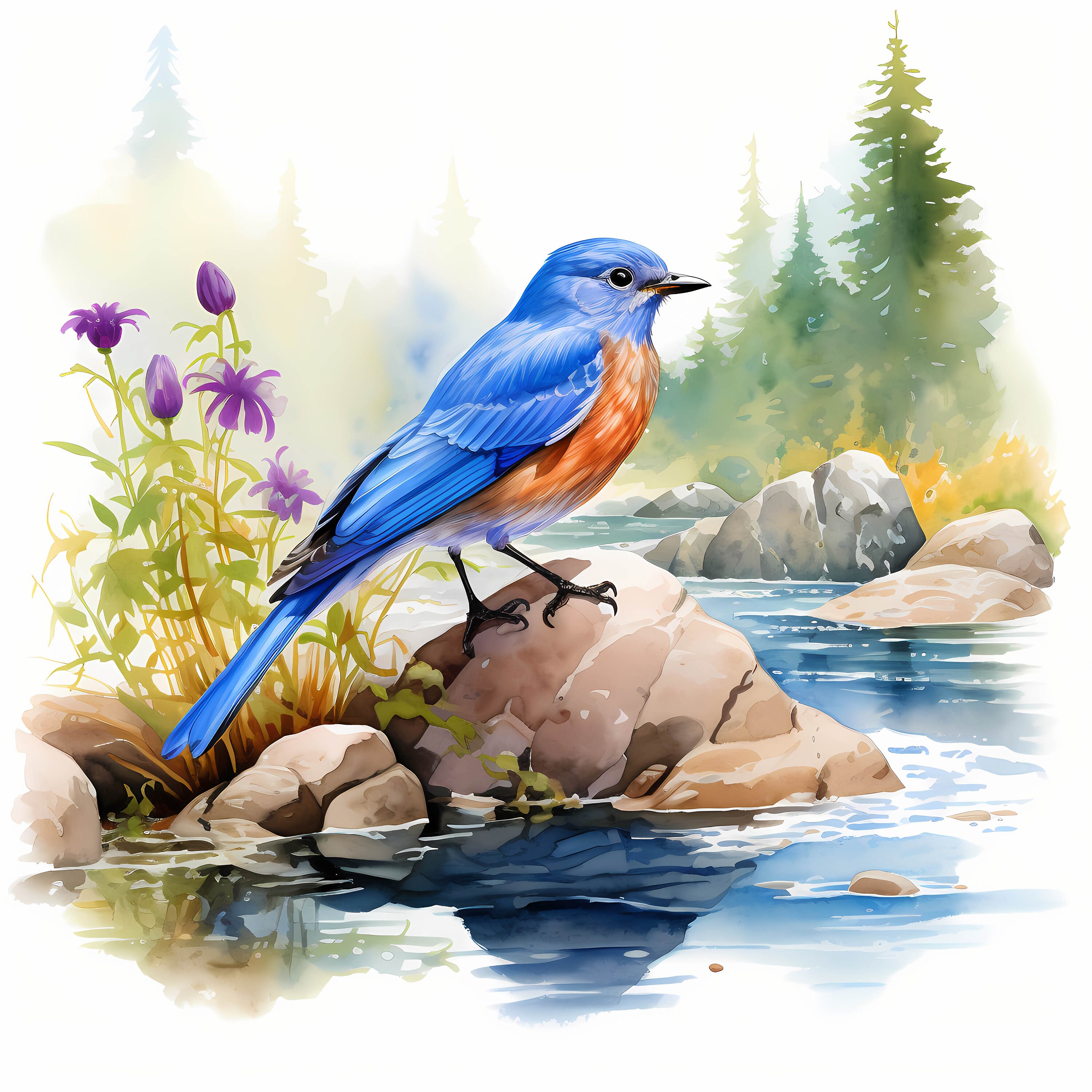 Bluebird Watercolor Clipart Bundle, Cute Colorful Bluebird Set, Nursery ...