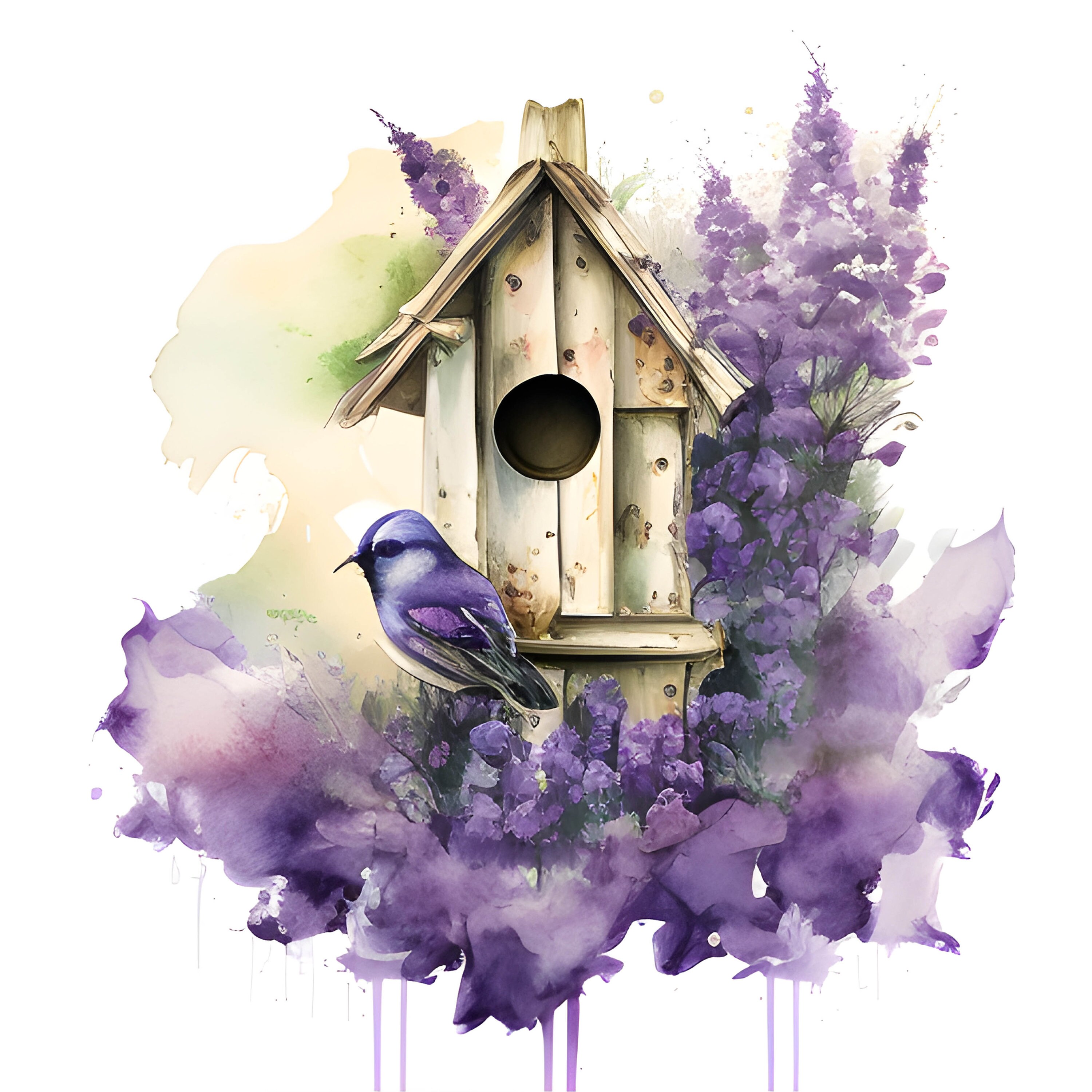 Watercolor Bird Houses Clipart, Springtime Cute Colorful Birdhouses ...