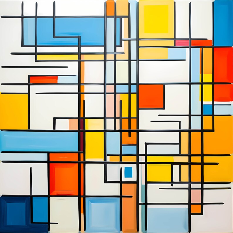 Vibrant Abstract Art Board Print Bundle, Vibrant Grid Wall Art & Decor ...