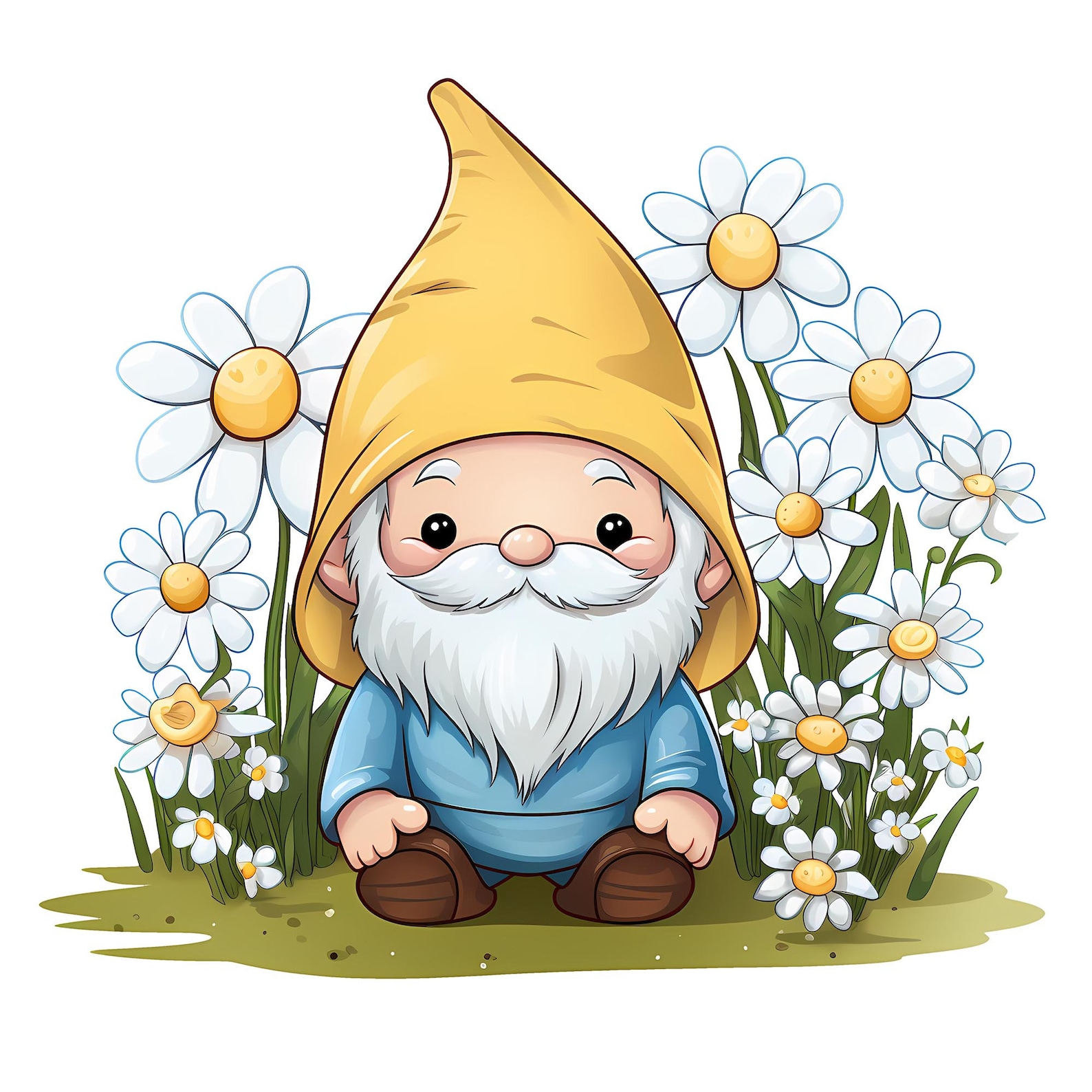 Cute Gnome Watercolor PNG Clipart Bundle, Floral Cute Gnome Set, Happy ...