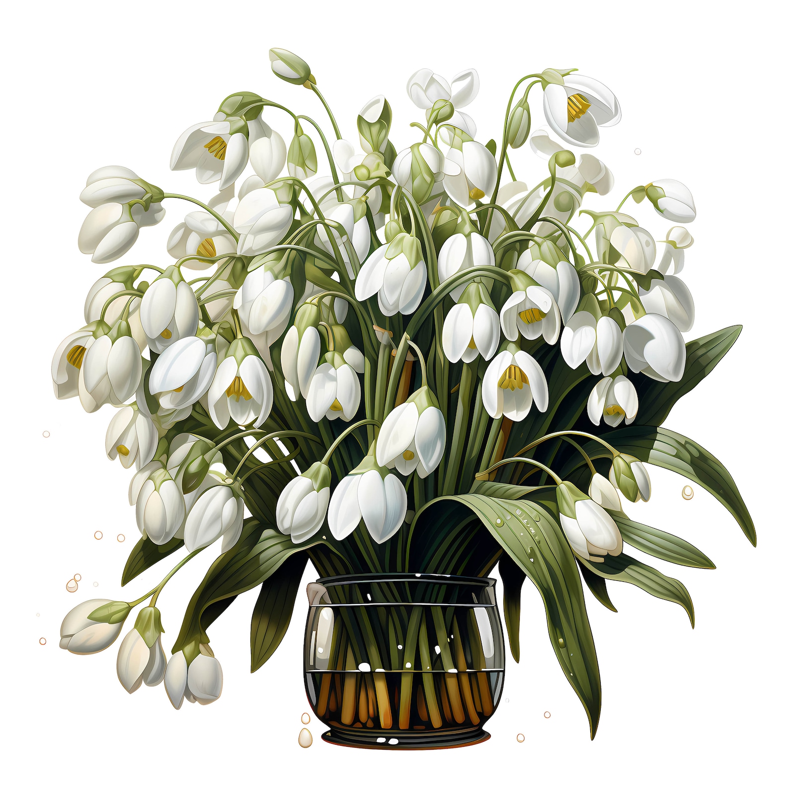 Snowdrop Bouquet Watercolor Clipart, Floral Snowdrop Flowers Bouquet ...