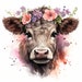 Floral Cow Clipart, Cute Cow Flower Printable, Boho Floral Western Cow ...