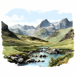 Snowdonia National Park Watercolor Sketch, Snowdonia National Park ...