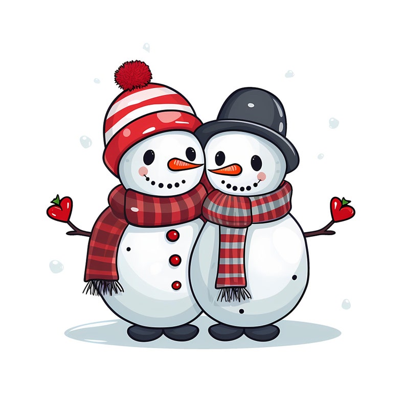 Happy Christmas Snowman PNG Couple Clipart Cute Christmas - Etsy UK