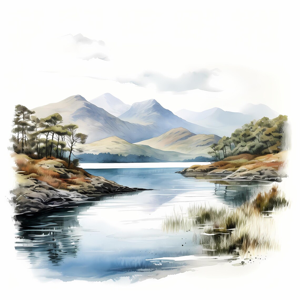 Loch Lomond and the Trossachs National Park Watercolor Sketch - Etsy