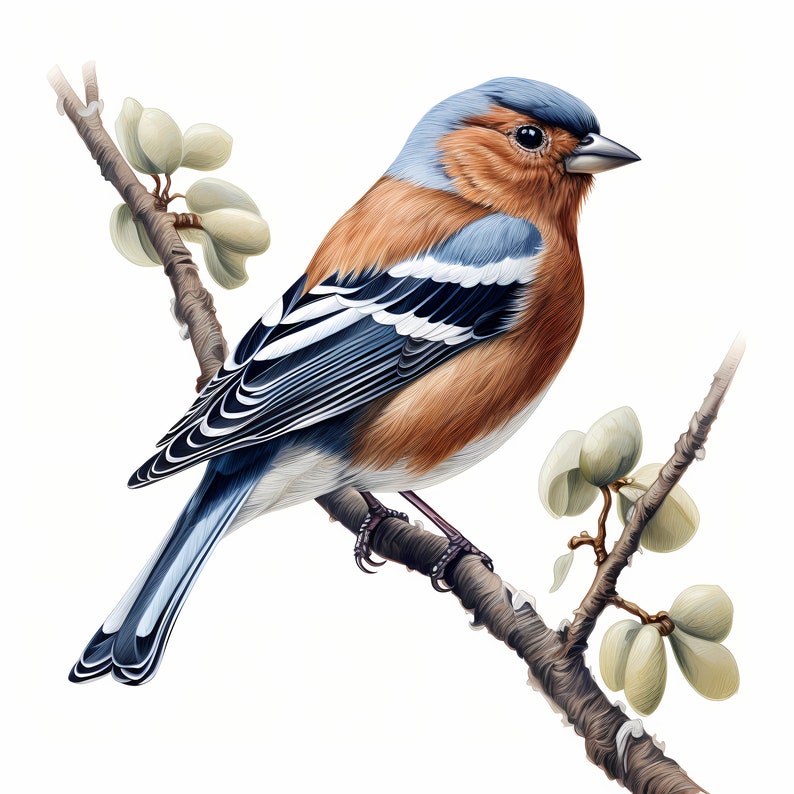 Chaffinch Watercolor Clipart Bundle, Bird Drawings (digital Download ...