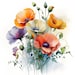Watercolor Poppy Clipart, Watercolor Floral Set, Poppy Clipart, Orange ...