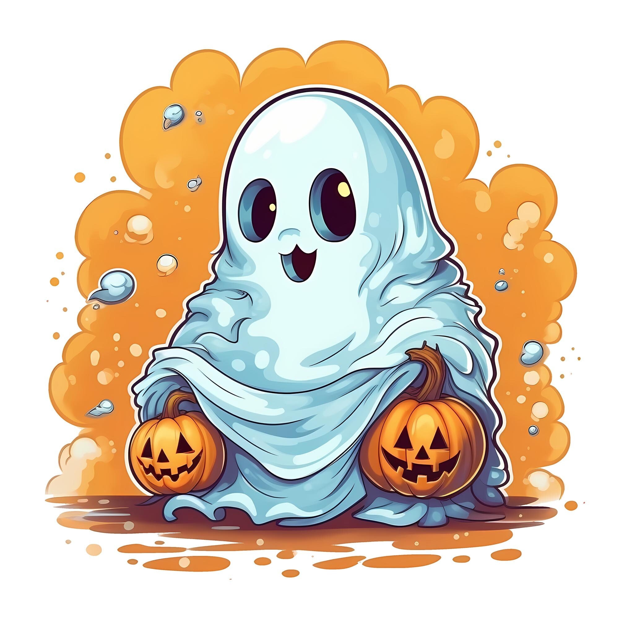 Halloween Cartoon Cute Ghost PNG Clipart Bundle, Halloween Cute Ghost ...