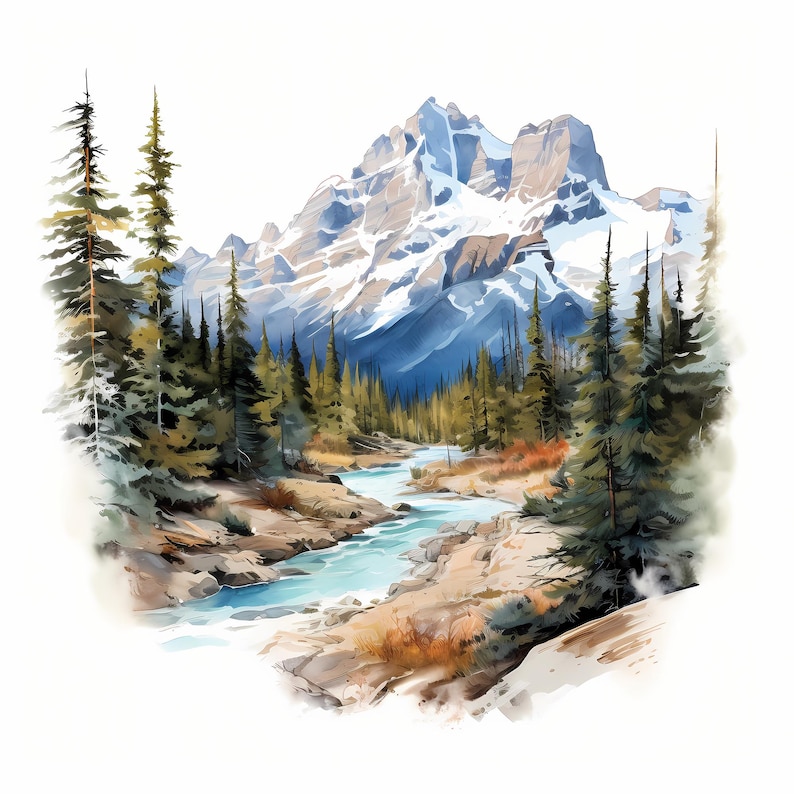 Banff National Park Watercolor Sketch Art Bundle Banff - Etsy