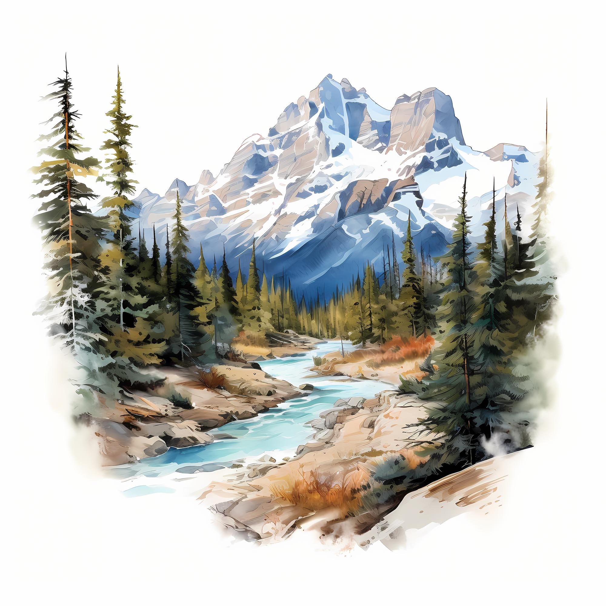 Banff National Park Watercolor Sketch Art Bundle Banff - Etsy