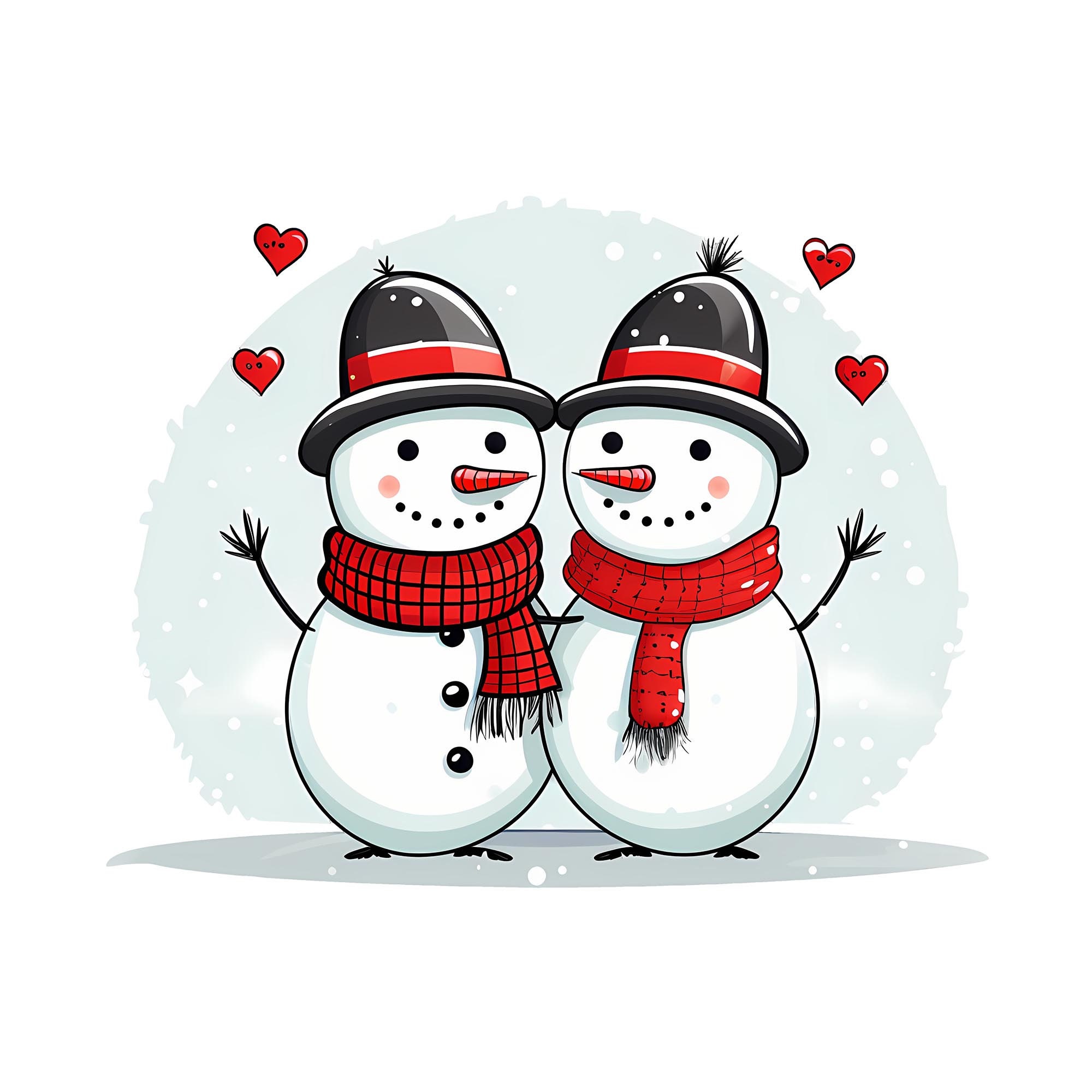 Happy Christmas Snowman PNG Couple Clipart, Cute Christmas Snowman ...