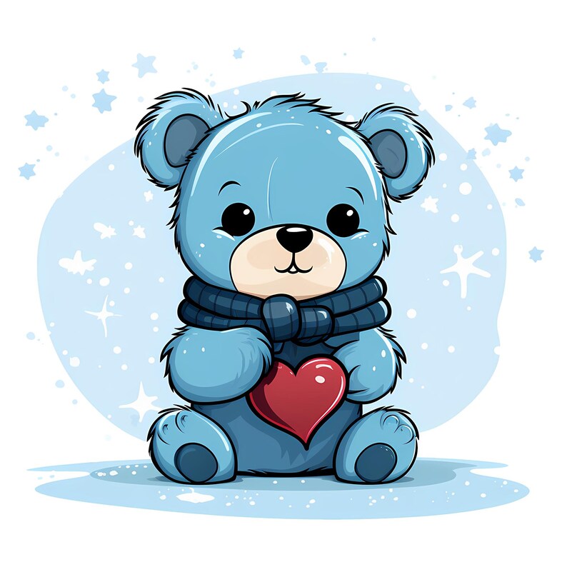Cute Blue Teddy Bear Watercolor PNG Clipart, Teddy Bear Birthday ...