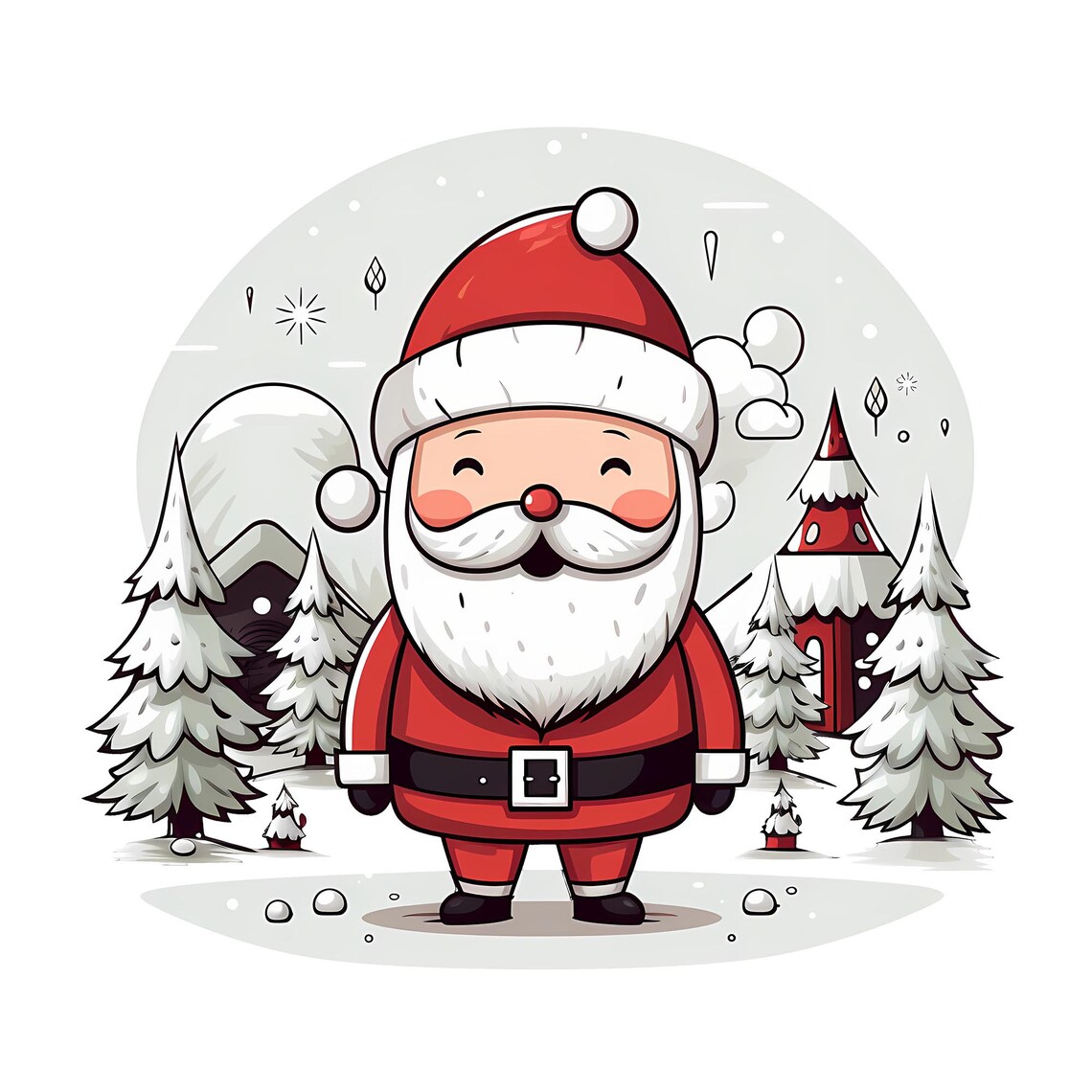 Watercolor Santa PNG Clipart Bundle Cute Santa Christmas - Etsy