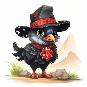 Cute Cowboy Chicken Illustration Bundle, Cowboy Chicken Printable ...